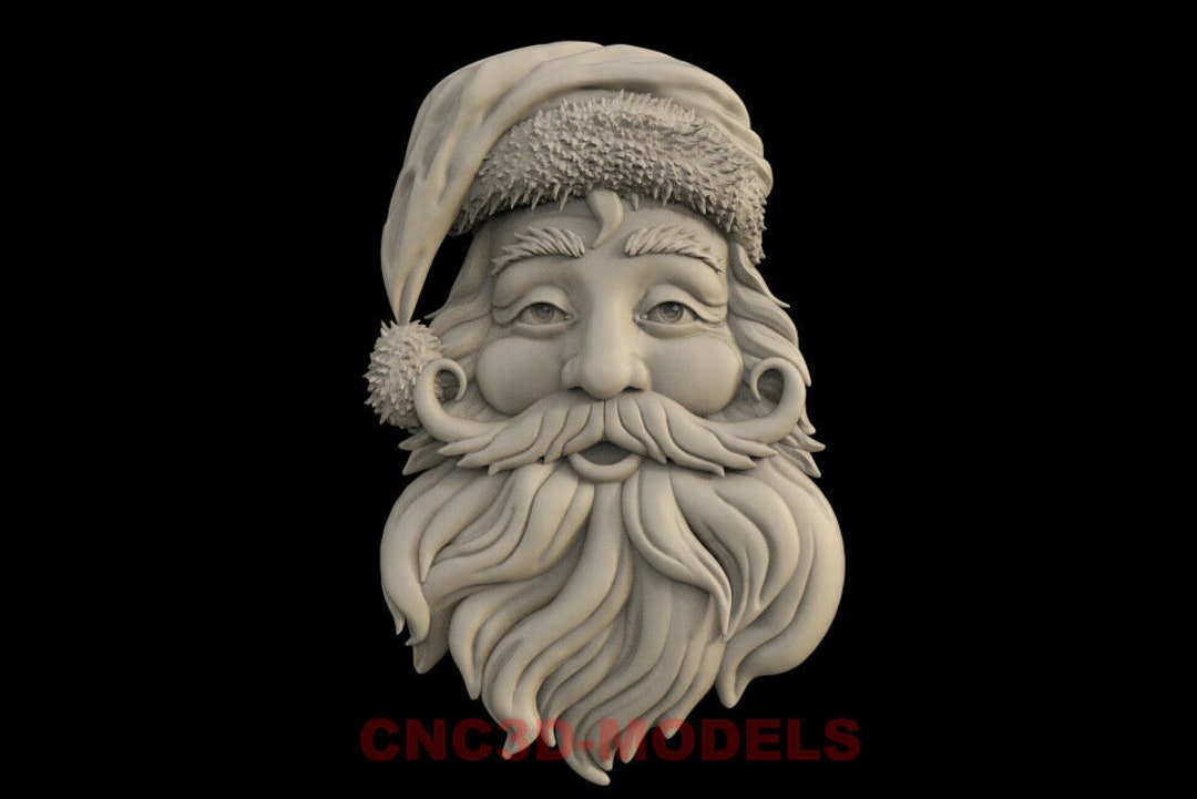Santa Claus Merry Christmas 3D STL Model for CNC Router, Wood Carving ...