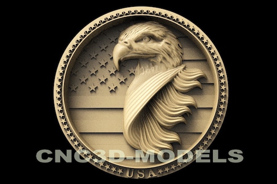 Usa Eagle Stl File For Cnc Route Eagle 3d Model Cnc File For Etsy