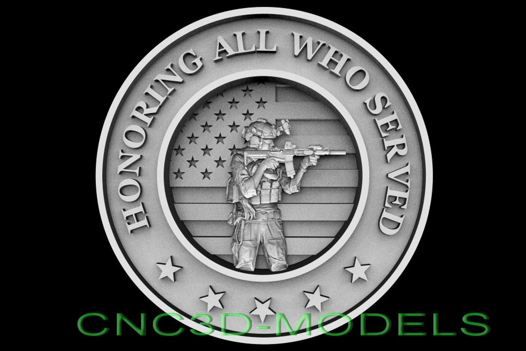 US Soldier 3D STL Model for Cnc Router Engraver Carving Machine Relief ...