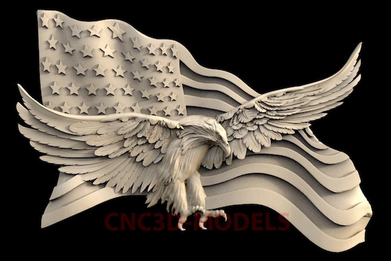 Usa Eagle Stl File For Cnc Route Eagle 3d Model Cnc File For Etsy