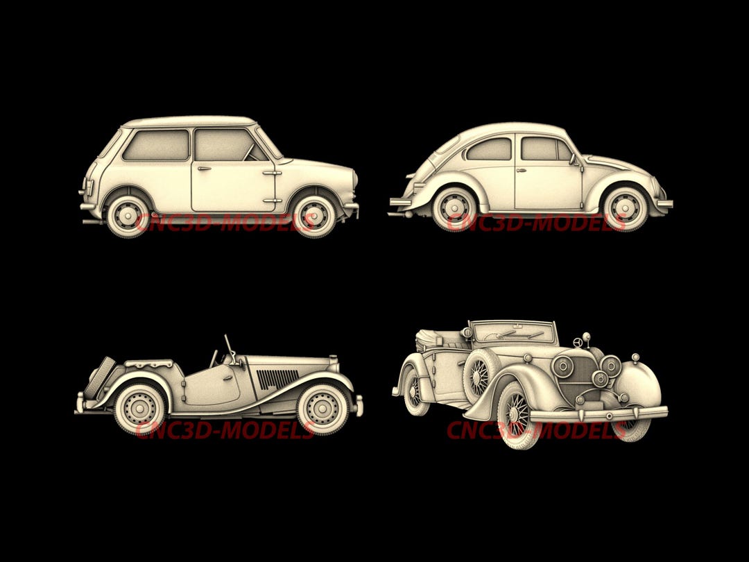 Classic Car 3D STL Model, CNC Router Wood Carving Files (4pcs) N163 - Etsy
