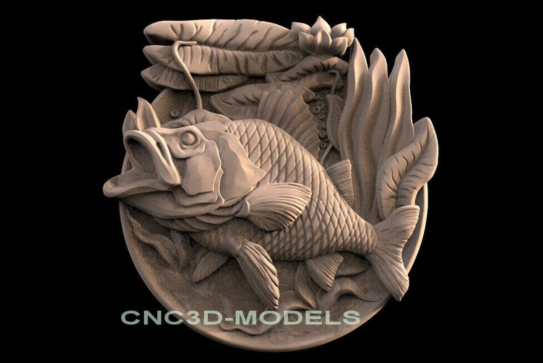 FISH 3D STL Model for CNC Router Wood Engraver Carving Machine Relief ...