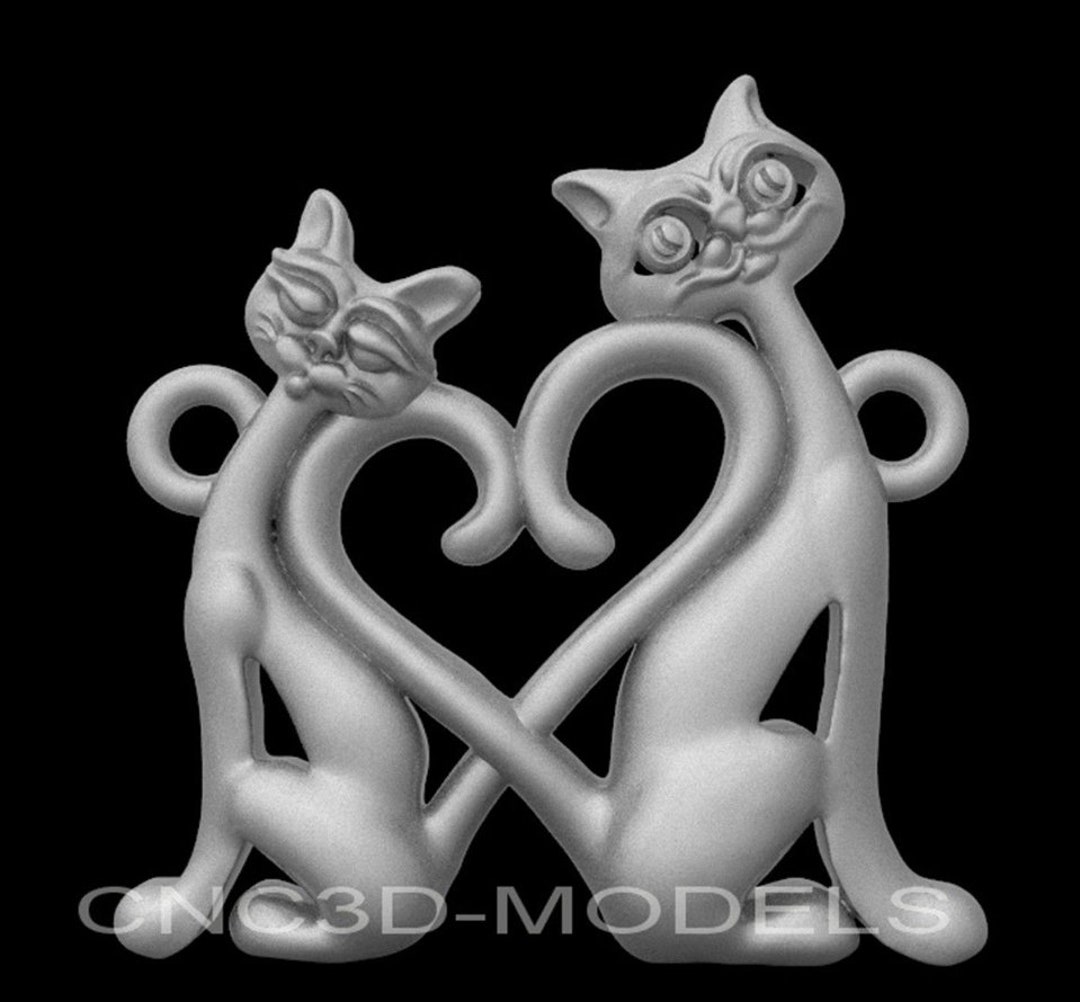 Cats Love 3D STL Model for CNC Router Wood Engraver Carving Machine ...