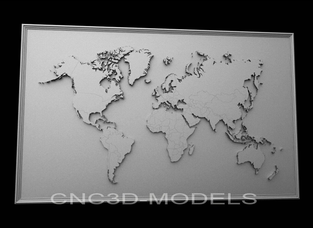 WORLD Map 3D STL Model for Cnc Router Wood Engraver Carving Machine ...
