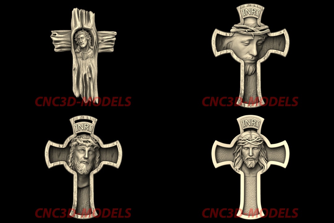 4 Pcs 3D STL Model for CNC Wood Router Engraver Carving Machine Relief ...