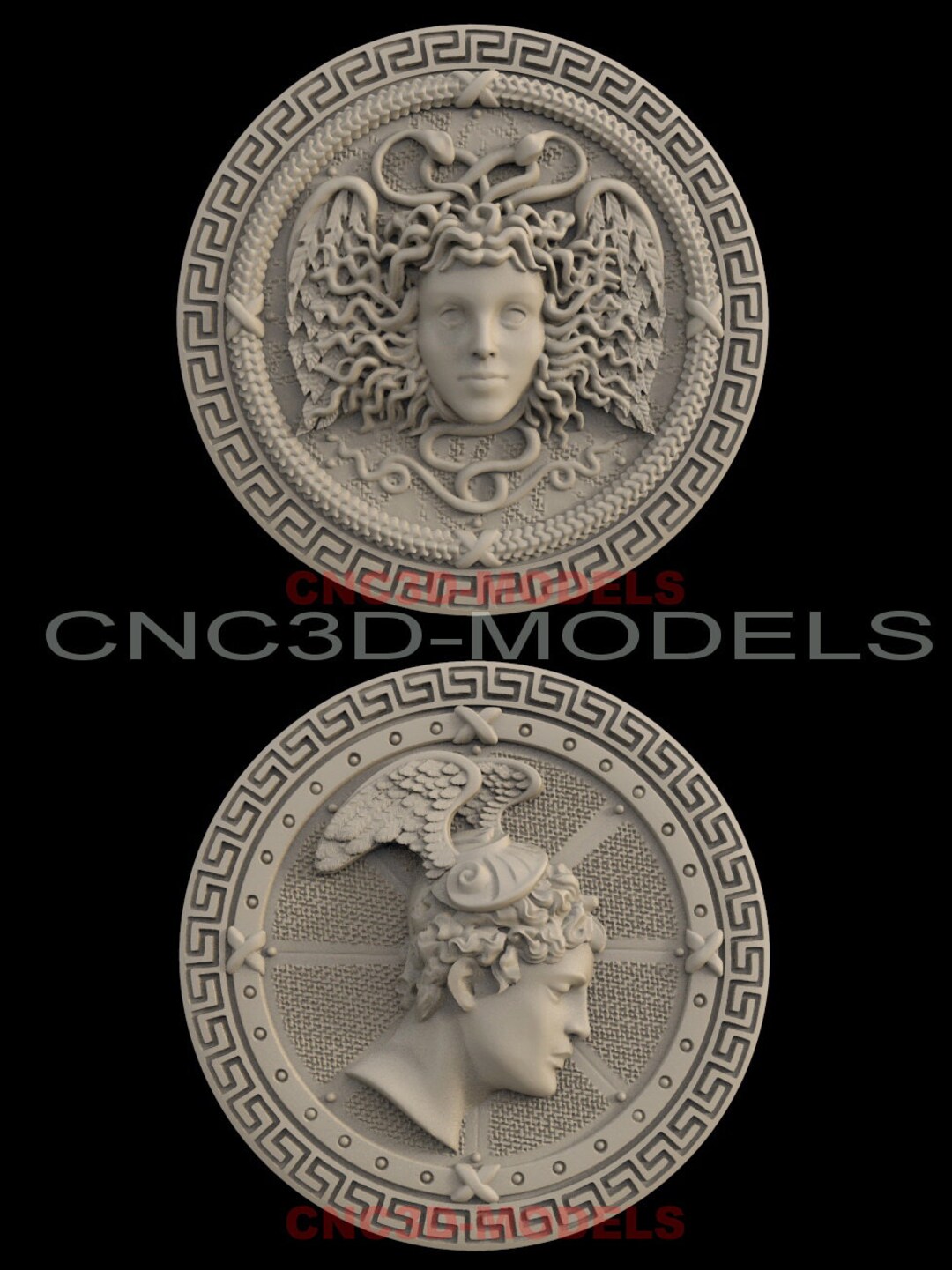 Medusa Gorgona and Perseus 3D STL Model for CNC Router WOOD Engraver Carving Machine Relief ...