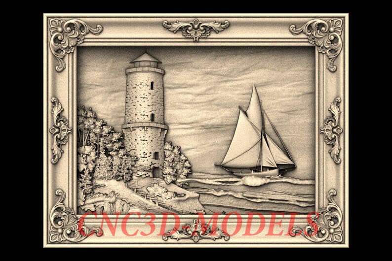 Lighthouse and Sailboat 3D STL Model, CNC Router File - Etsy