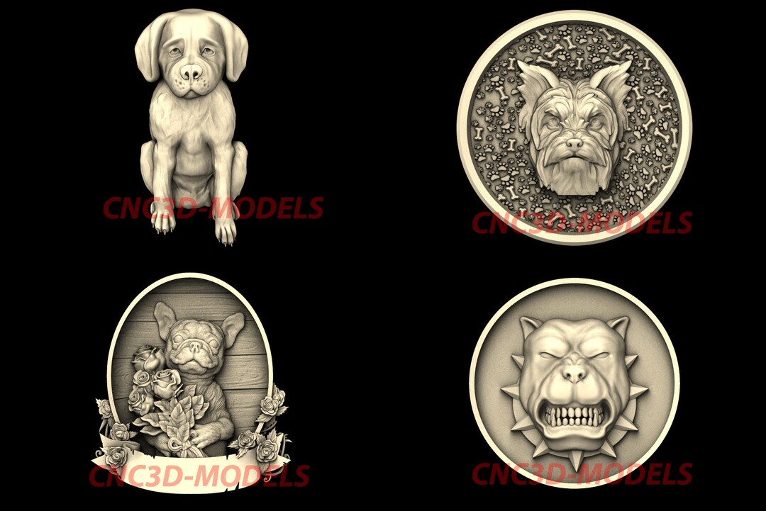 4 Pcs 3D STL Model for CNC Files Router Engraver Carving Machine Relief ...