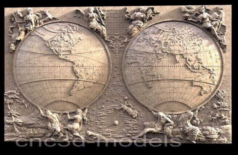 World Map 3D STL Model for CNC Router Wood Engraver Carving Machine ...