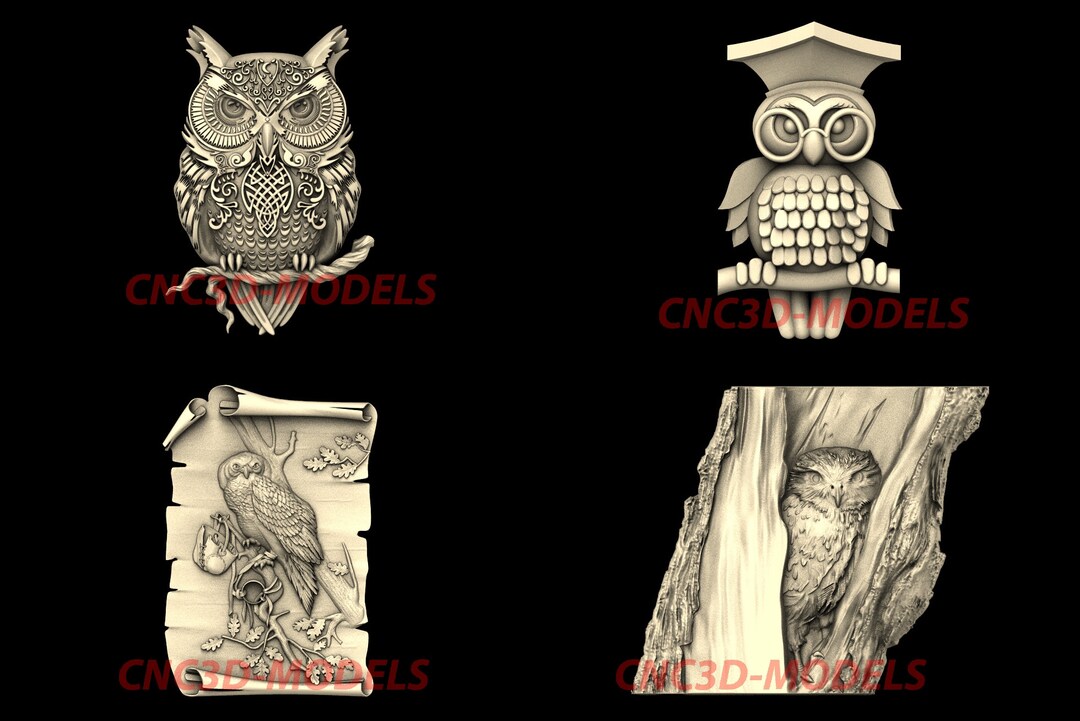 4 Pcs 3D STL Model for Cnc Files Router Engraver Carving Machine Relief ...