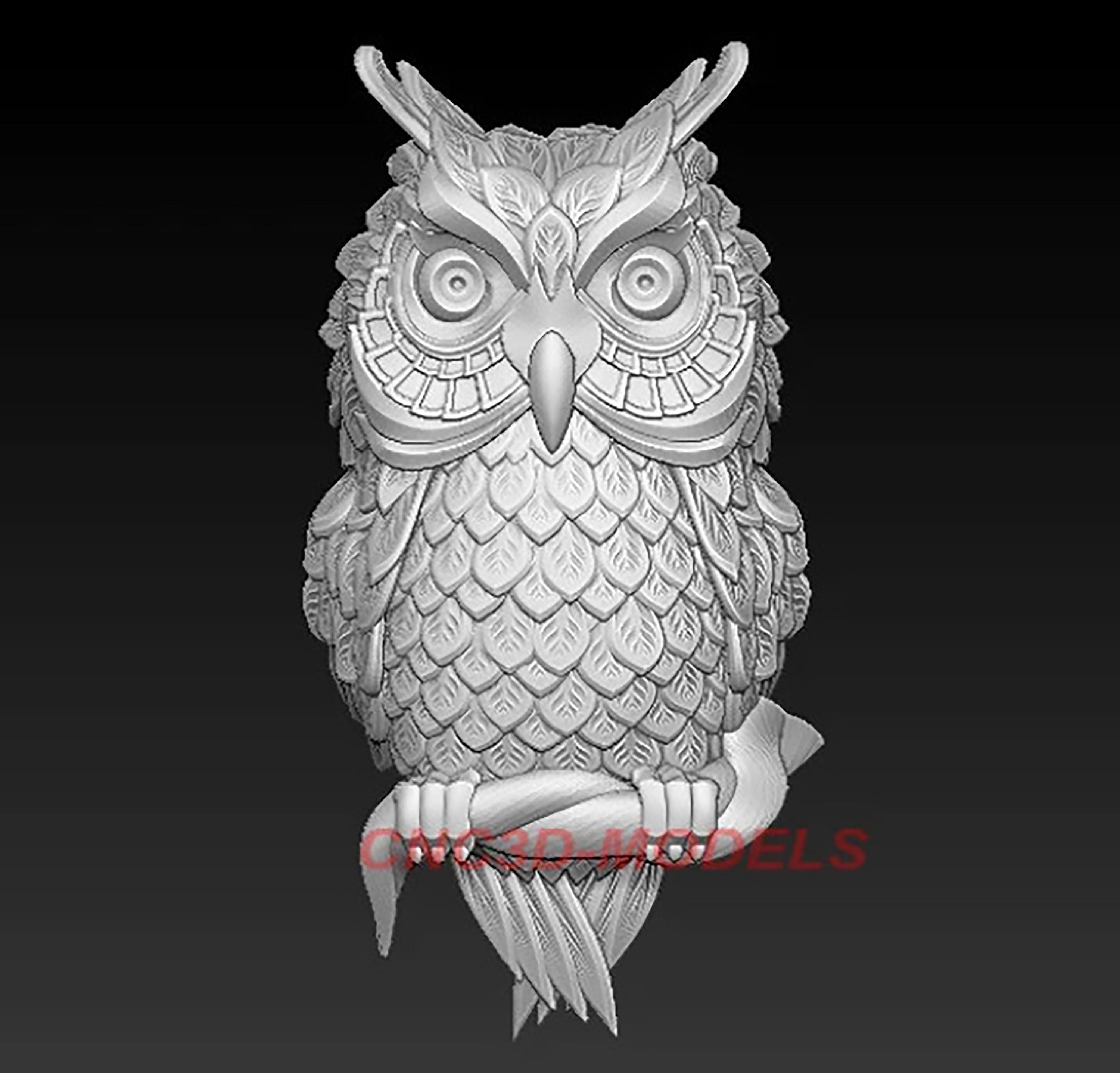 OWL Bird Relief STL 3dmodel for Cnc Router Wood ZG367 - Etsy