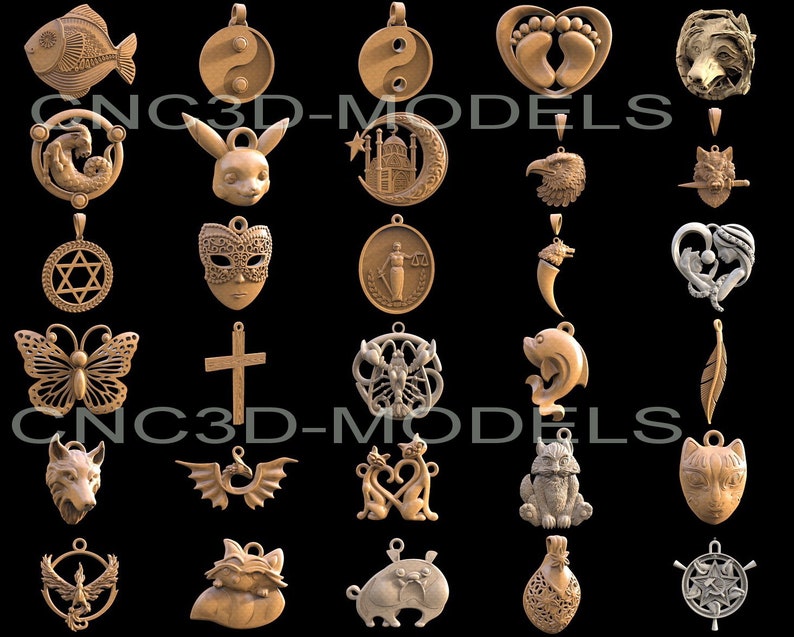 PENDANT 85+ Pcs 3D STL Model for CNC Router Wood Engraver Carving ...