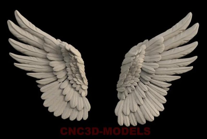 Angel Wings Relief 3D STL Model for Cnc Router Wood Carving Machine ...