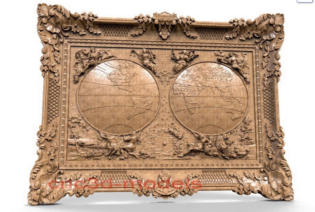 WORLD Map 3D STL Model for Cnc Router Wood Engraver Carving Machine ...