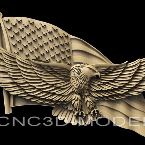 CNC Stl 3D Wavy American Eagle Flag. Beautiful Highly - Etsy