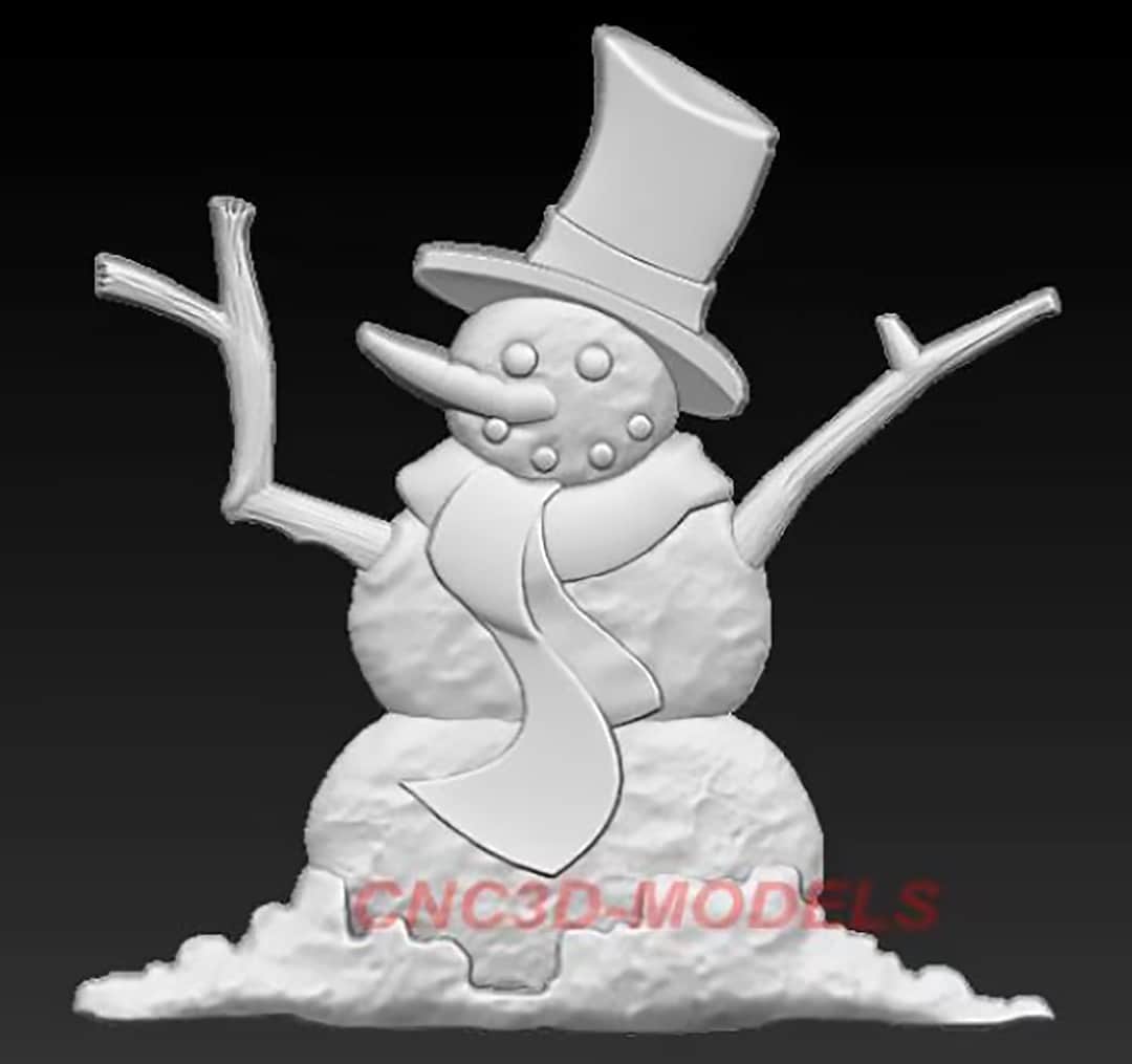 Christmas Snowman Relief 3D STL Model for CNC Router Wood Engraving ...