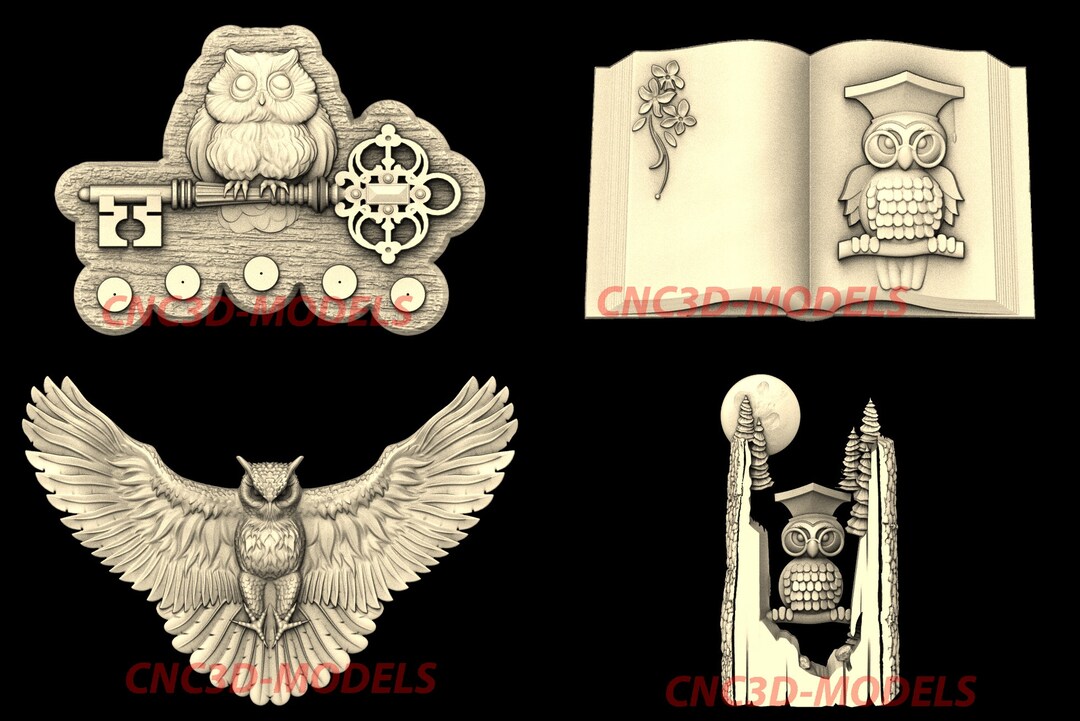 4 Pcs 3D STL Model for Cnc Files Router Engraver Carving Machine Relief ...