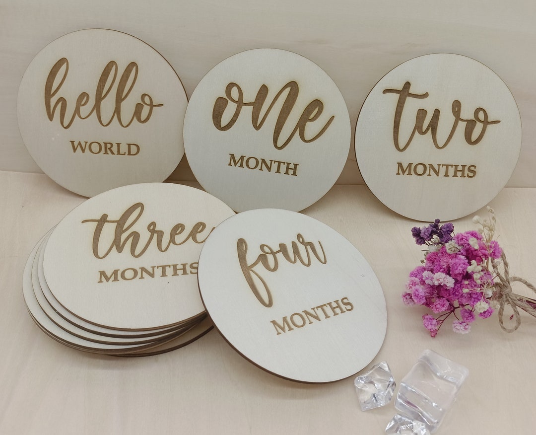 Wooden Monthly Milestone Discs for Baby Photos Milestone Card Set ...
