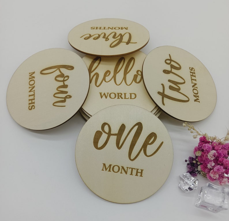 Wooden Monthly Milestone Discs for Baby Photos Milestone Card | Etsy