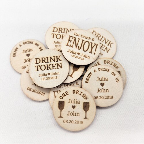 Personalized Wedding Drink Tokens Custom Free Drink Tickets - Etsy