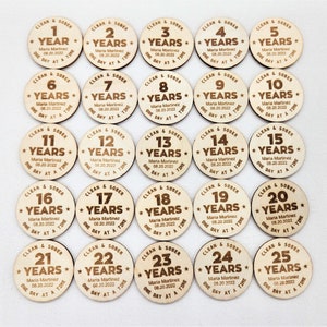 Personalized 1 Year - 25 Years Sobriety Coin Set Custom Sobriety Token Recovery Gift Sobriety ...