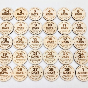 Personalized 24 Hours - 1 Month Sobriety Coin Set Custom Sobriety Token ...