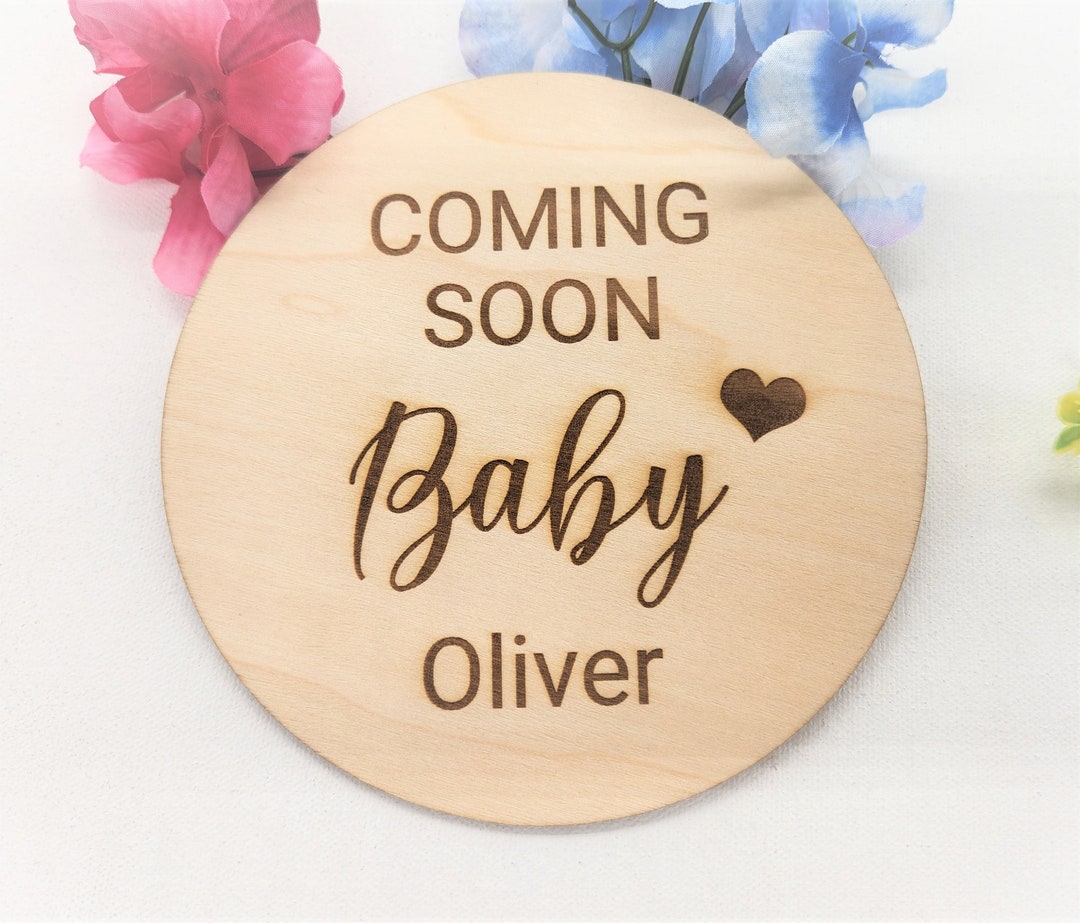 Baby Stats Plaque, Engraved Wood Coming Soon Sign, Baby Photo Props ...