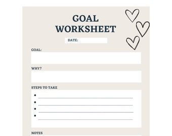 Goal and Intention Setting Worksheet Digital Manifestation Journal Page ...