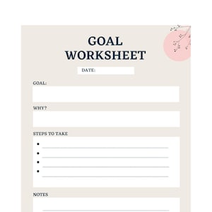 Goal and Intention Setting Worksheet Digital Manifestation Journal Page ...