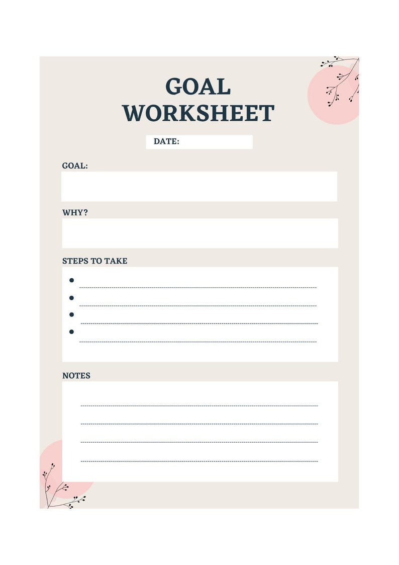 Goal and Intention Setting Worksheet | Digital Manifestation Journal ...
