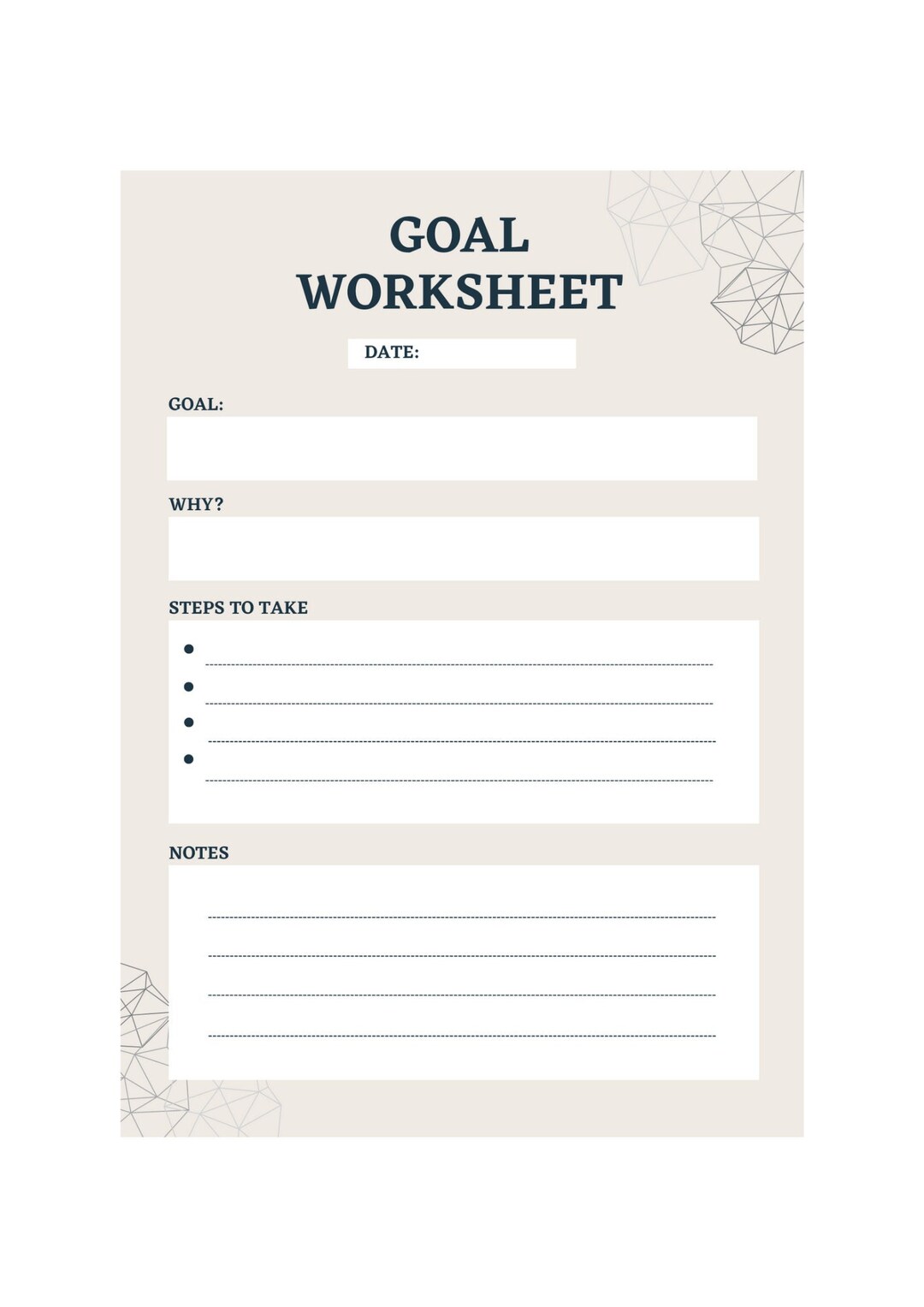 Goal and Intention Setting Worksheet Digital Manifestation Journal Page ...