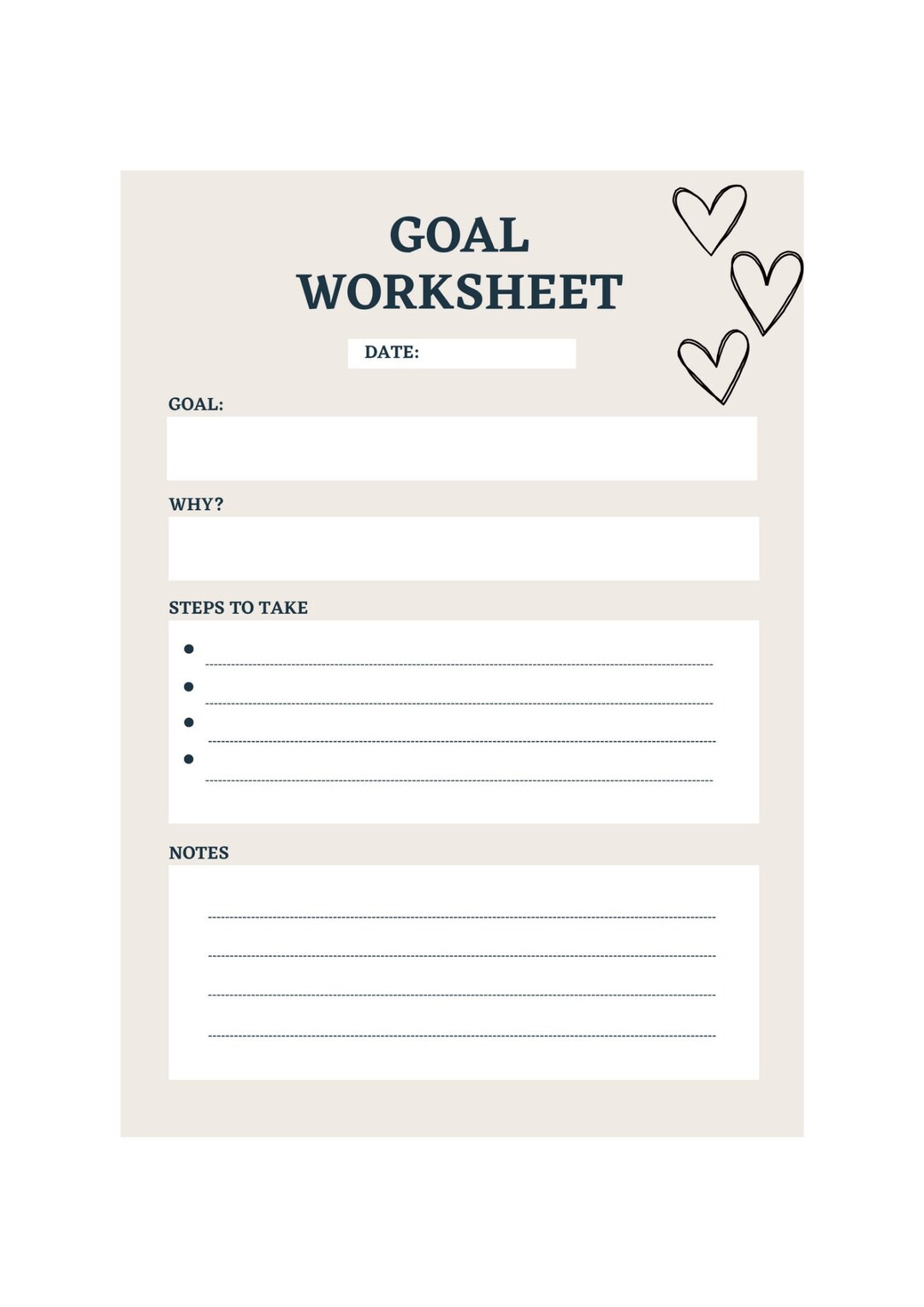 Goal and Intention Setting Worksheet Digital Manifestation Journal Page ...
