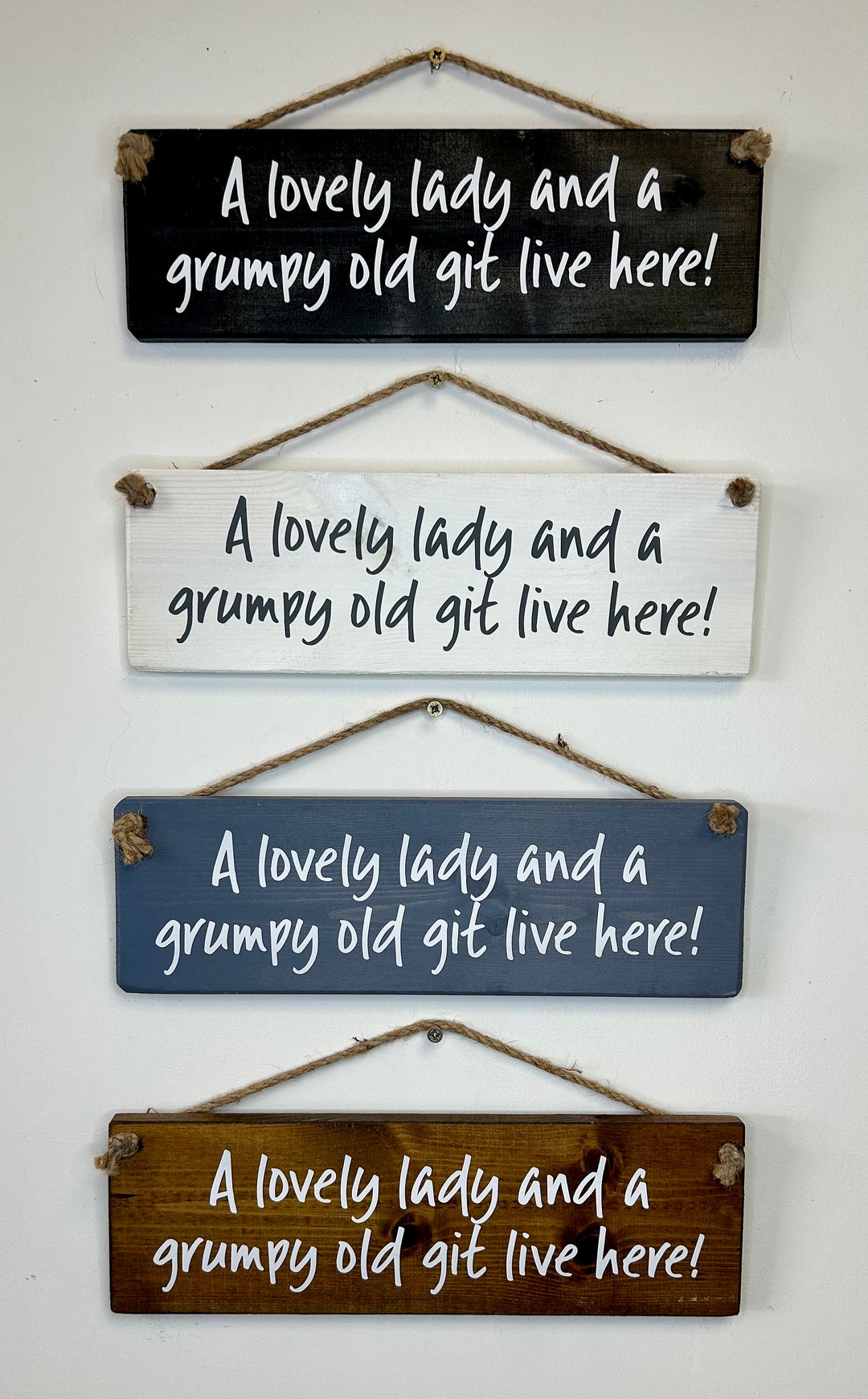 A Lovely Lady and A Grumpy Old Guy Live Here Hanging Wooden Plaque/sign ...