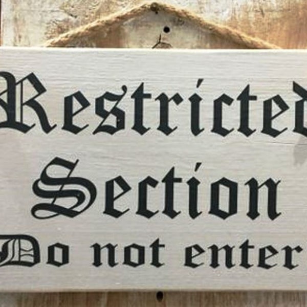 Restricted Section Sign - Etsy