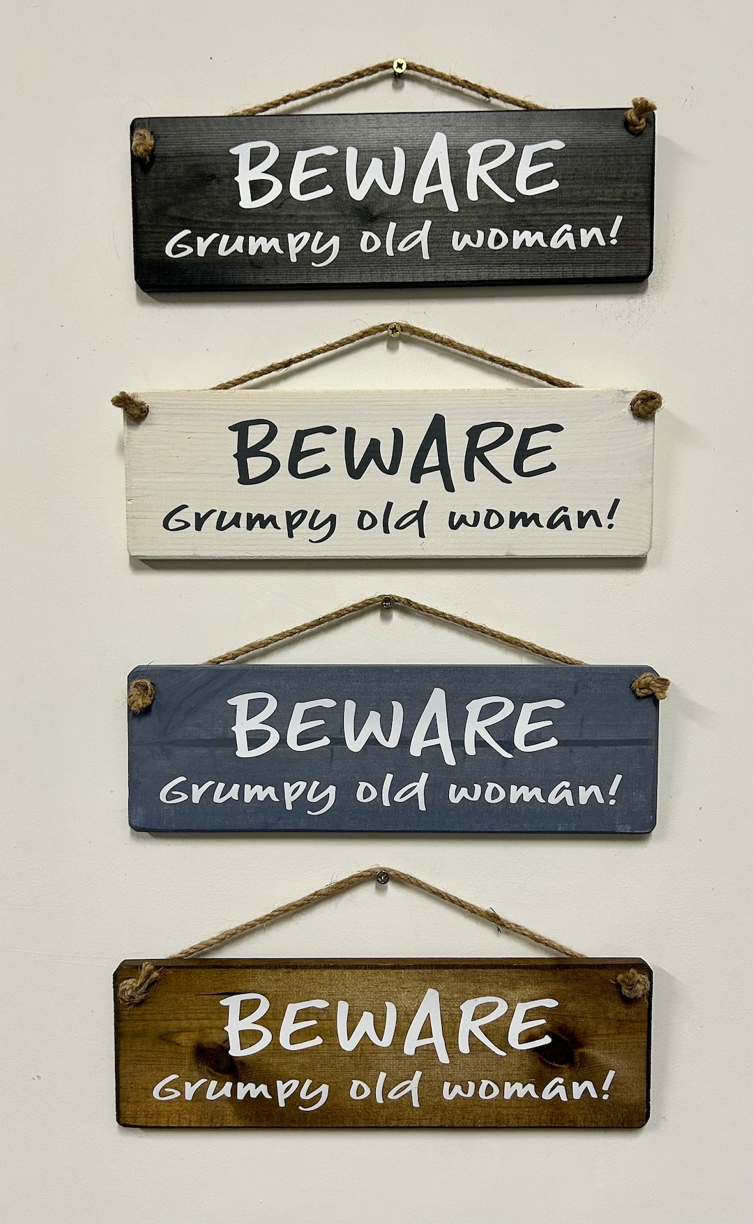Beware Grumpy Old Woman Hanging Wooden Plaque/sign - Etsy