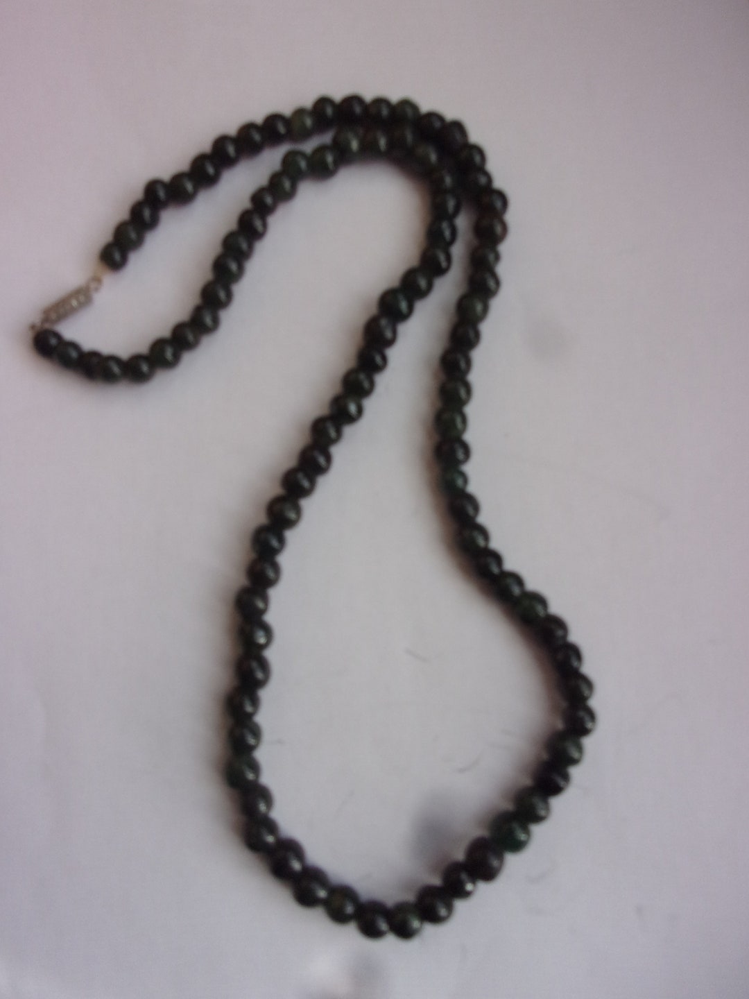 Jade Bead Necklace, Vintage Dark Green Jade Necklace - Etsy