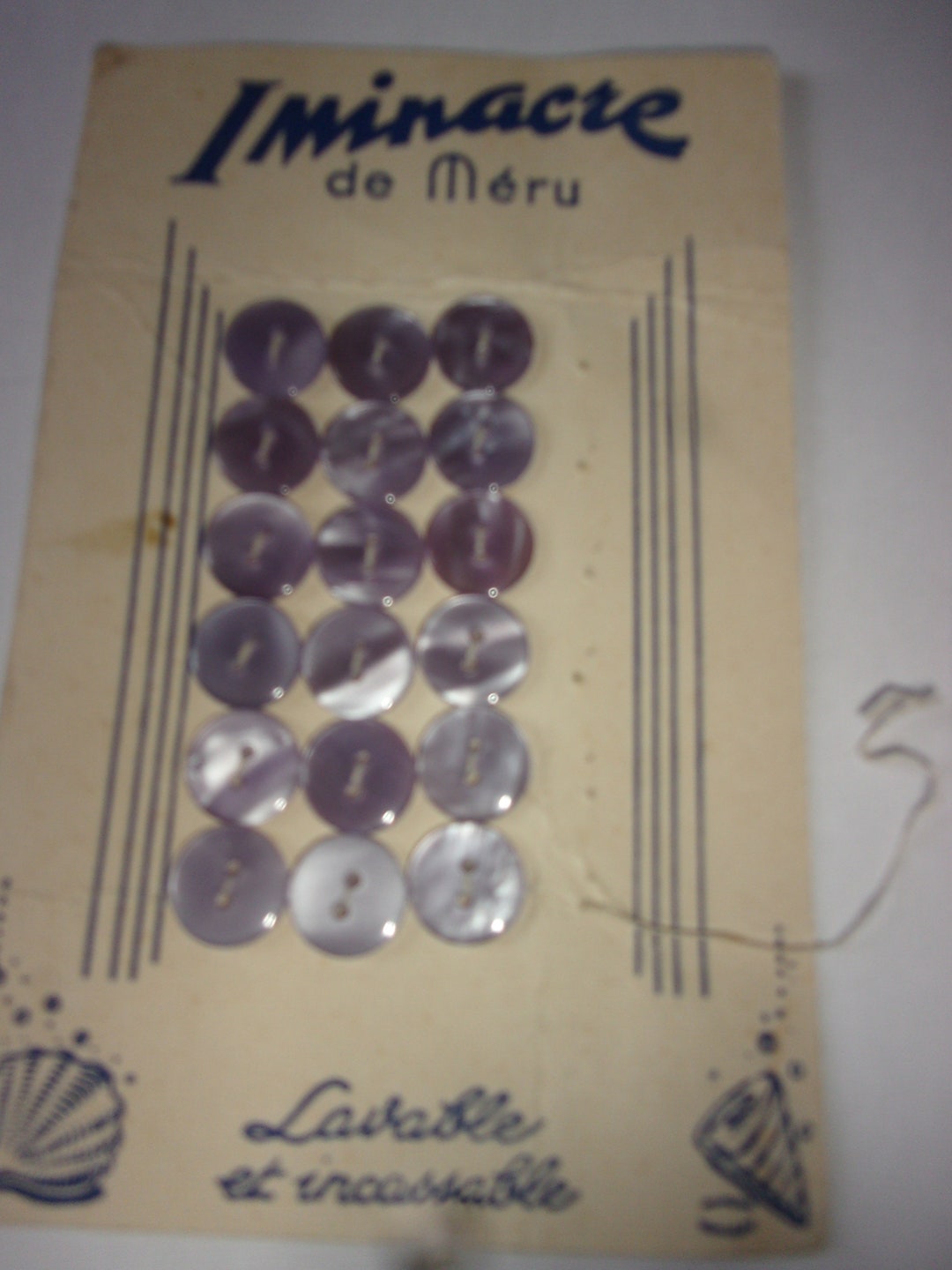 Vintage Button Card, Card of 18 Purple Pearly Buttons IMICARE Meru ...