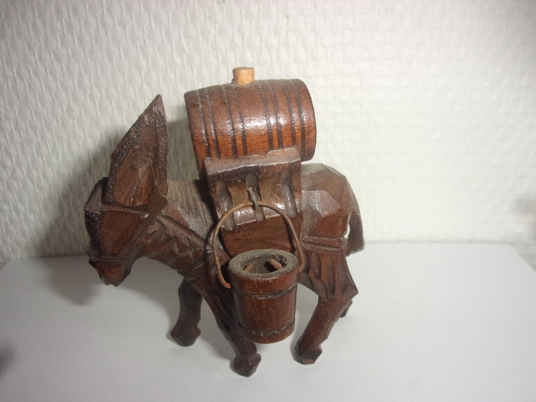 Wooden Mule Figurine With Its Load, Small Vintage Mule - Etsy