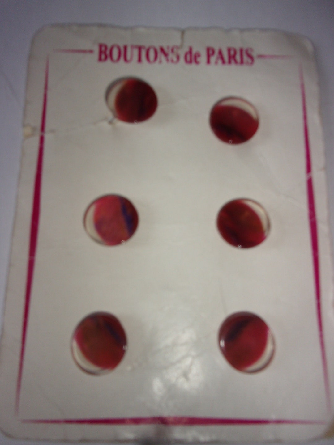 Vintage Buttons, Card of Six Buttons, Red Buttons, PARIS BUTTONS - Etsy