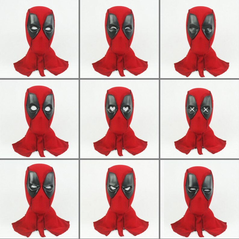 Deadpool Costume Cosplay Mask Halfshell Magnetic Eyes - Etsy