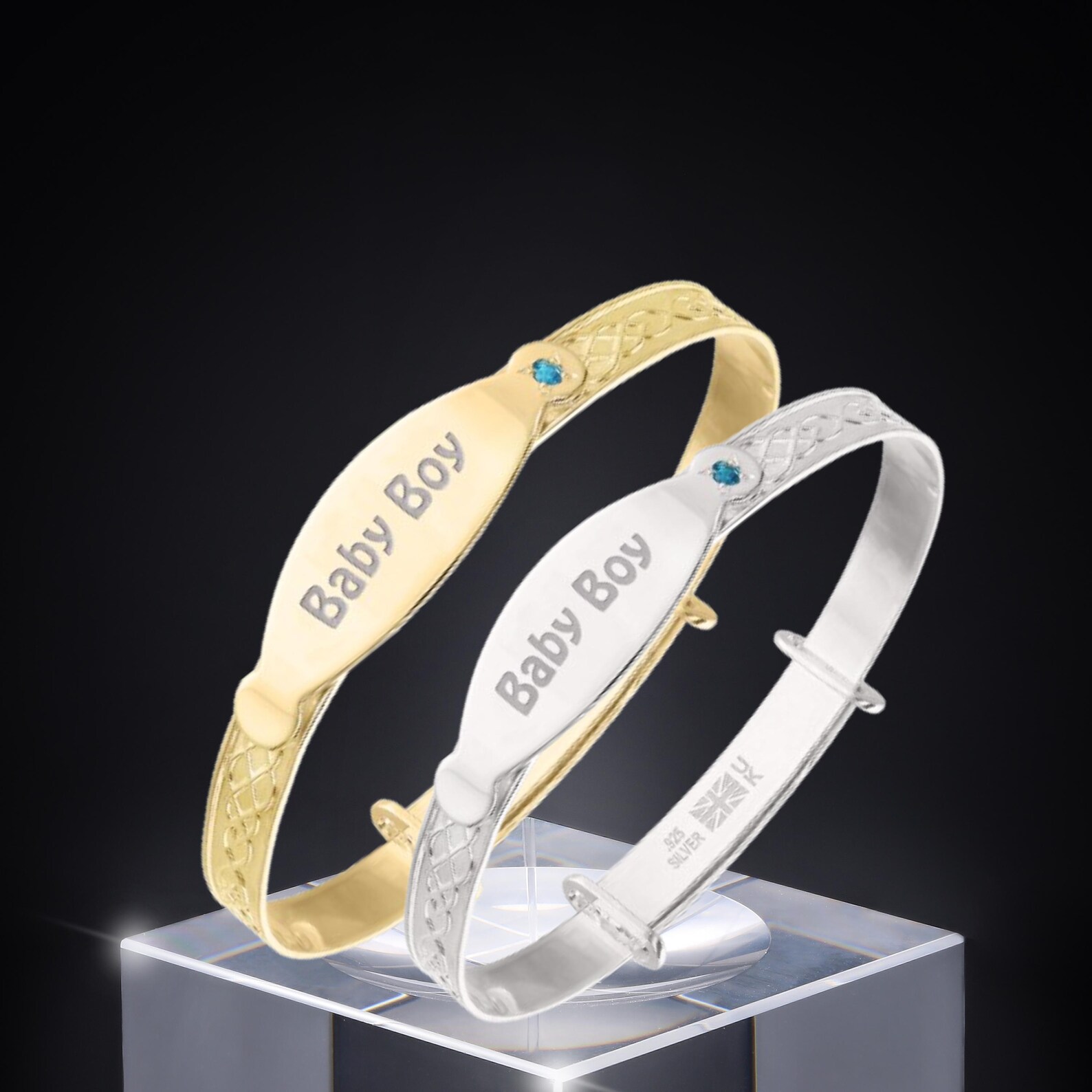Personalised Baby Boy Bangle: Sterling Silver Celtic Bracelet (0-3 Yrs ...