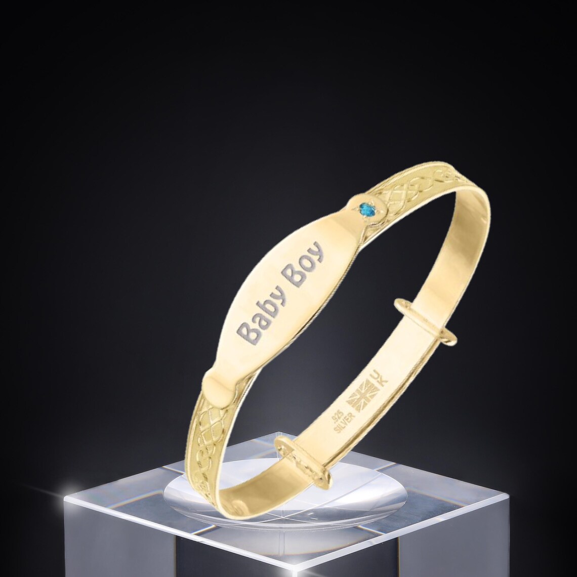 Personalised Baby Boy Bangle: Sterling Silver Celtic Bracelet (0-3 Yrs ...