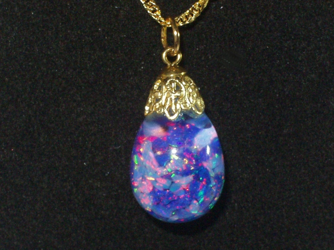 Opal Necklace Pendant Starry Night Opals Gold Filled Chain - Etsy