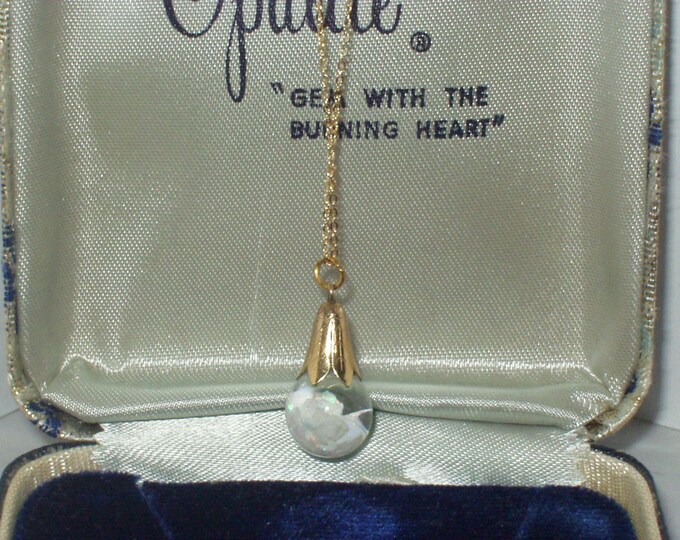 Vintage Opalite Opal Necklace Pendant Floating Opals Snow Globe ...