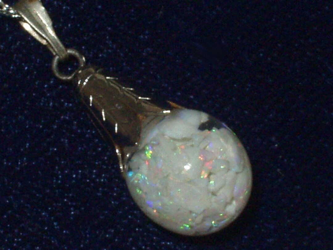 Vintage Floating Australian Opal Necklace Pendant Sterling Silver Opals ...