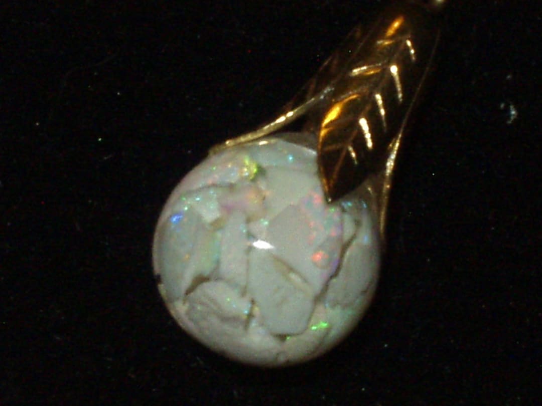 Large Vintage Floating Australian Opal Necklace Pendant Gold Filled ...