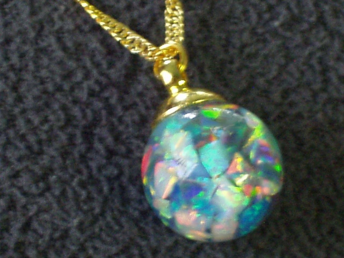 Large Floating Opal Necklace Pendant Glass Globe Opals Float | Etsy
