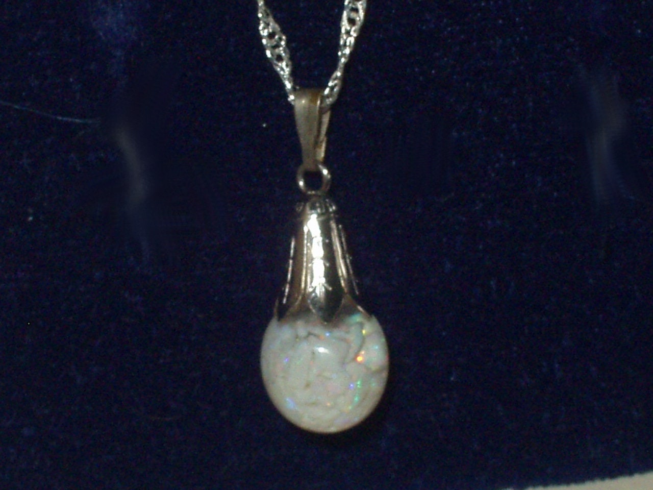 Vintage Floating Australian Opal Necklace Pendant Sterling Silver Opals ...