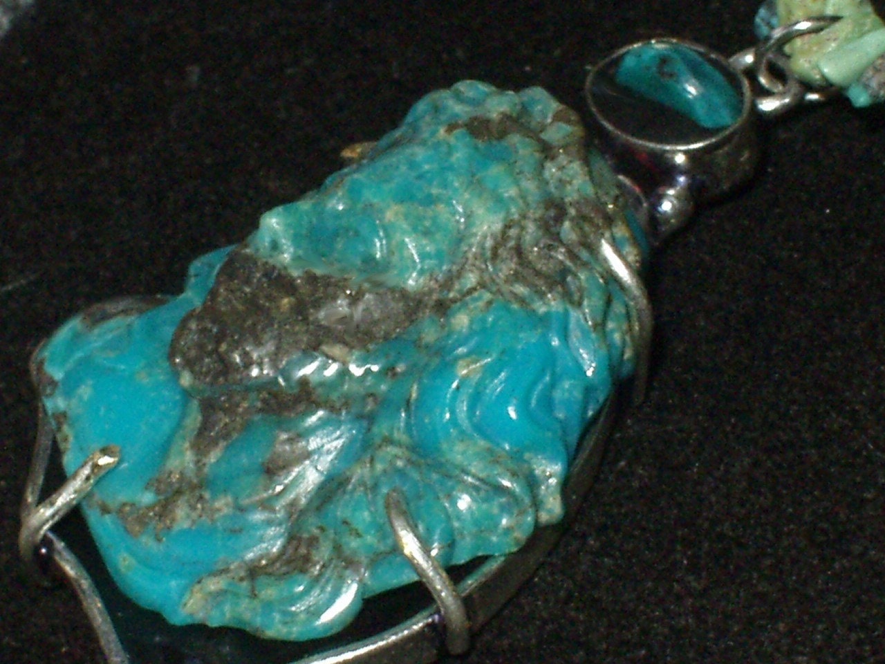 Hand Carved Turquoise Cameo of Jesus Necklace Pendant Turquoise ...