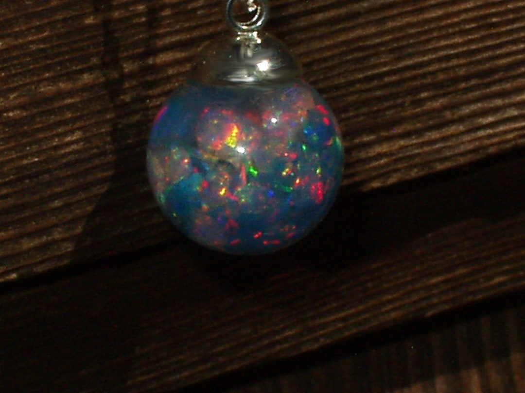 Opal Necklace Floating Opal Glass Globe Opals Floating Freely Sterling ...